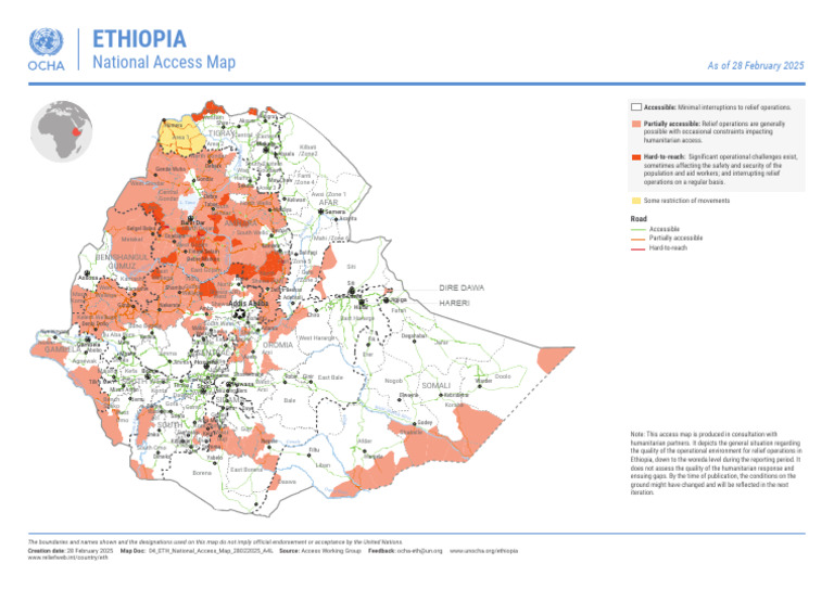 04 ETH National Access Map 28022025 A4Lc | PDF | Ethiopia