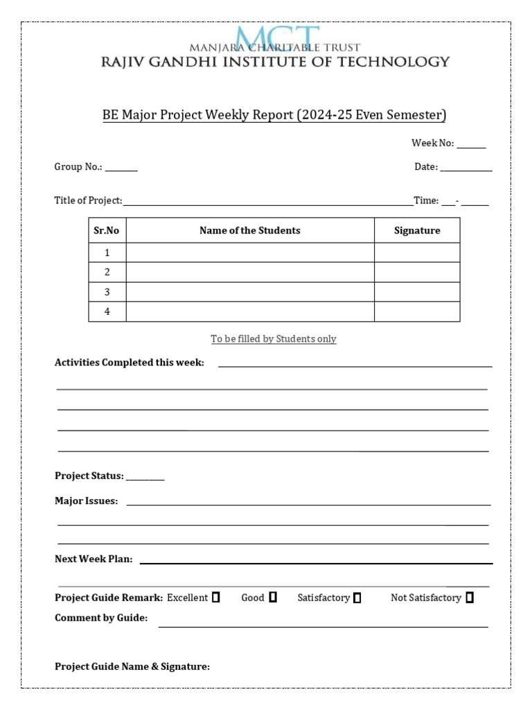 BE Major Project Weekly Report | PDF