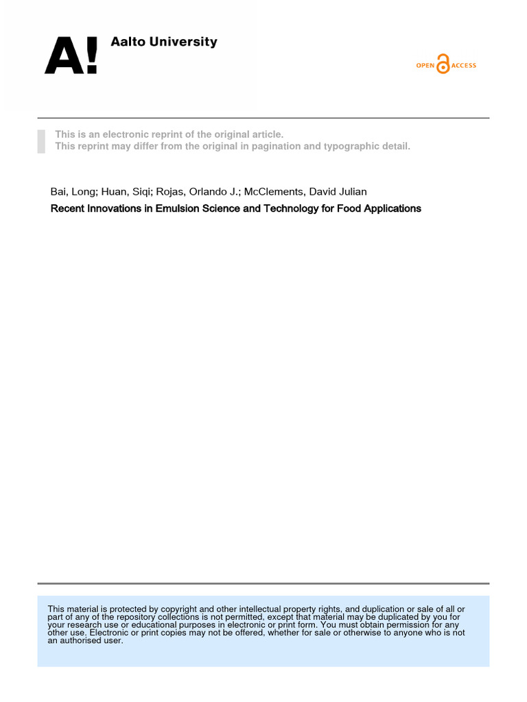 CHEM Bai Et Al Recent Innovations in Emulsion 2021 Journal of ...
