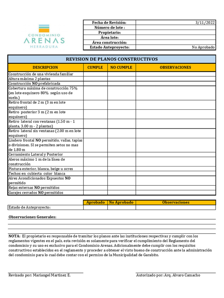 Check List Revisión Anteproyecto BORRADOR | PDF