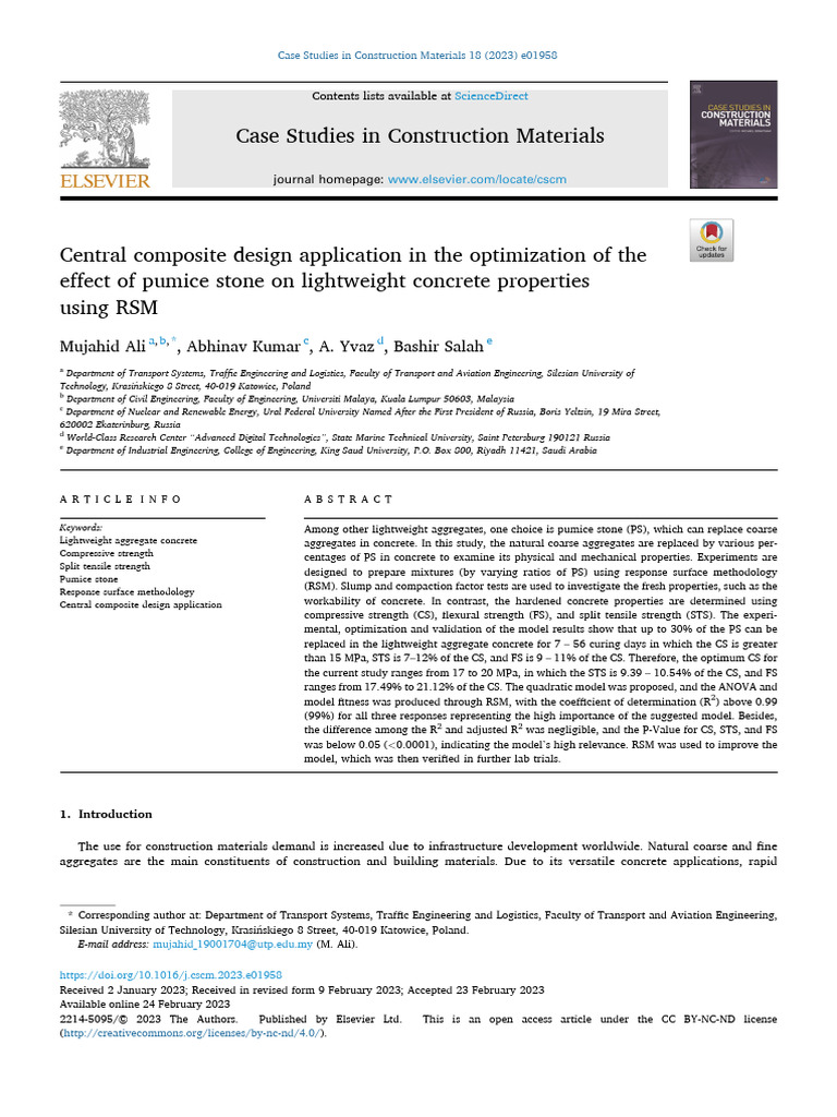 1 s2.0 S2214509523001377 Main | PDF | Concrete | Materials