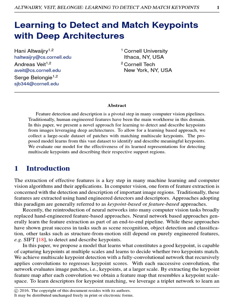 Deep Learning for Keypoint Detection | PDF | Computer Vision ...
