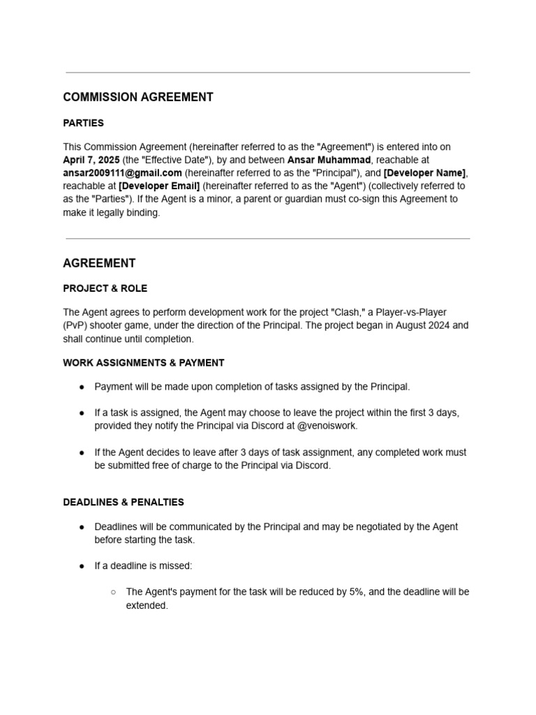 Commission Agreement for Game Development | PDF | Civil Law (Legal ...