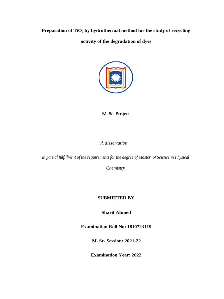 Sharif Ahmed-Project Final | PDF | Titanium Dioxide | Energy Level