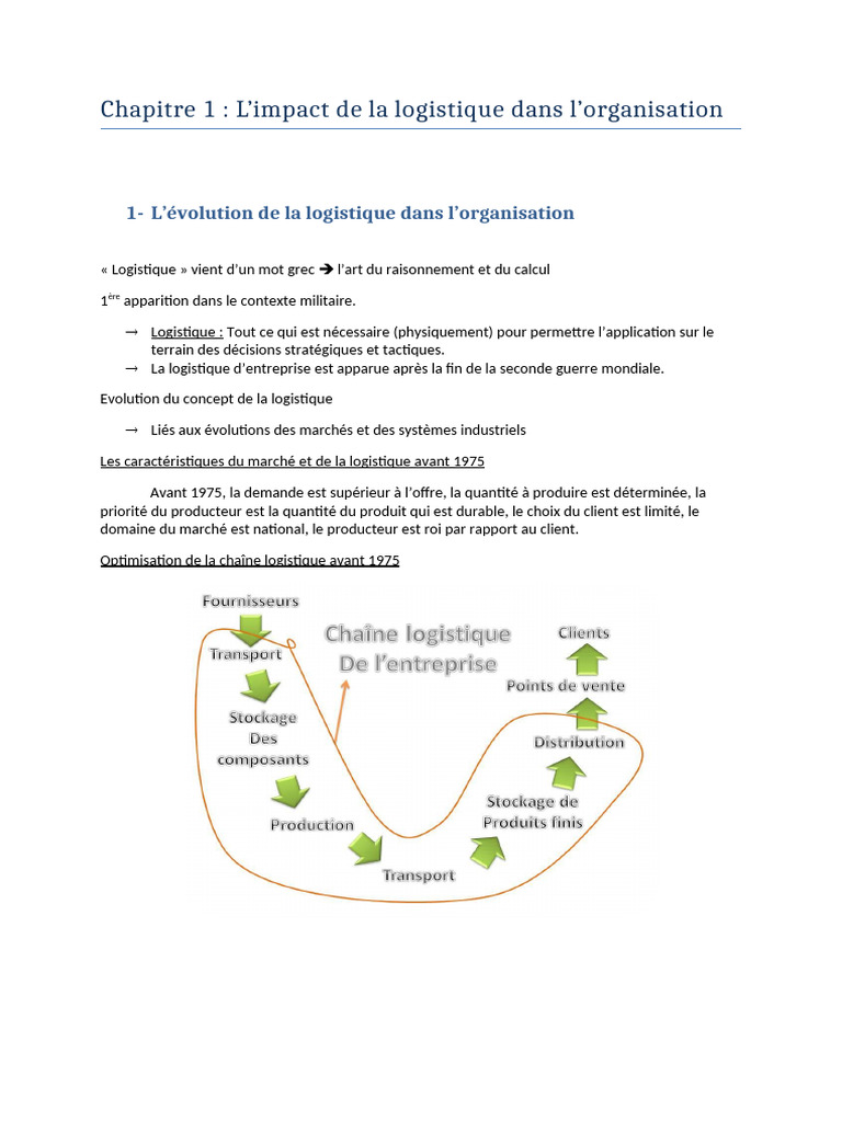 Évolution de la logistique en entreprise | PDF | Logistique | Gestion ...