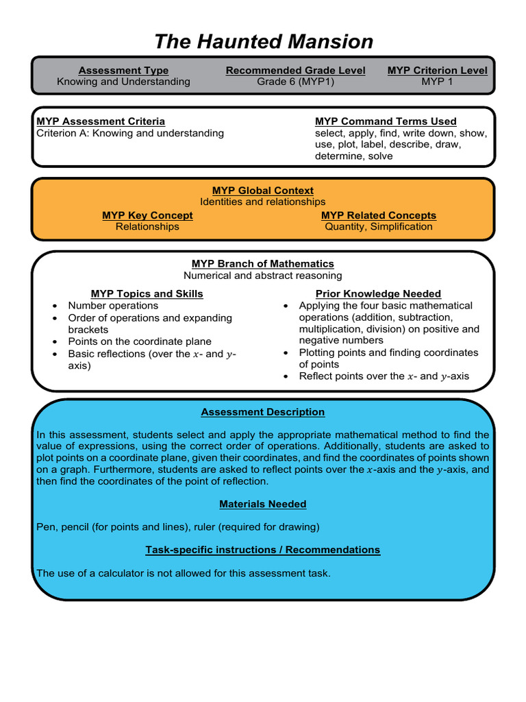 MYP1 - The Haunted Mansion (A) - AK | PDF | Multiplication | Mathematics