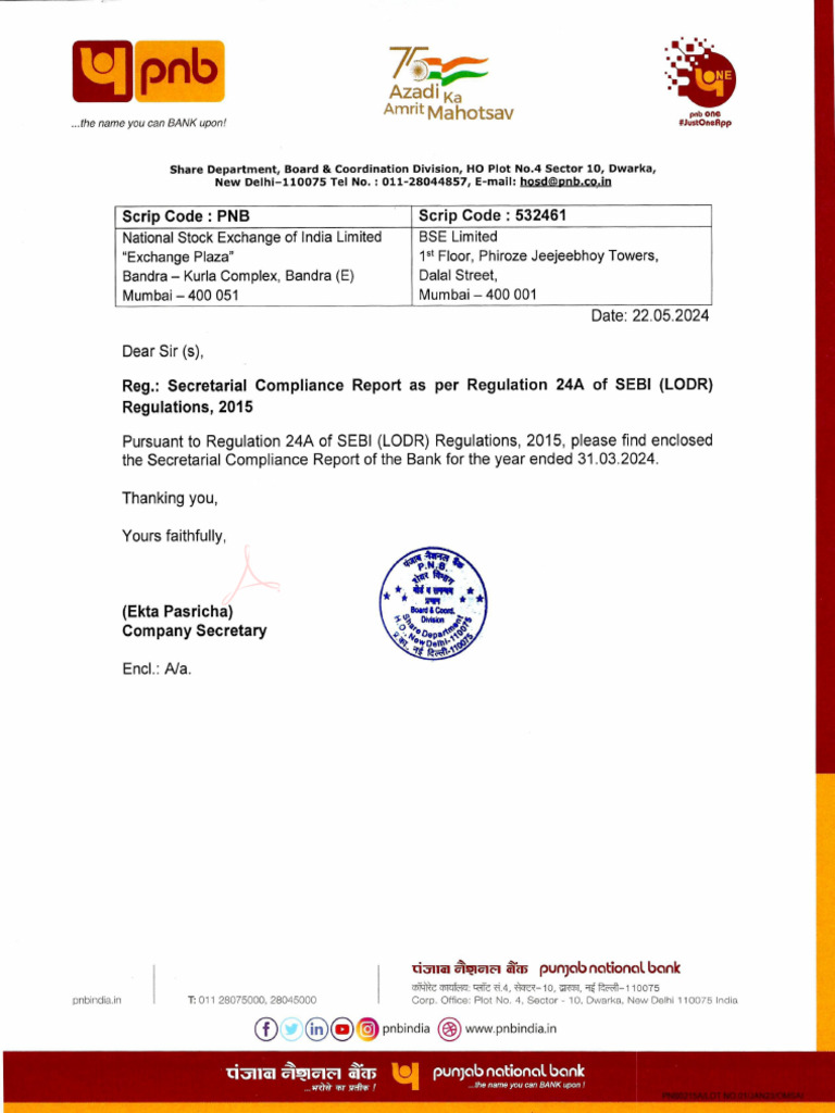 Intimation ASCR 22052024 DS | PDF | Audit | Corporate Governance