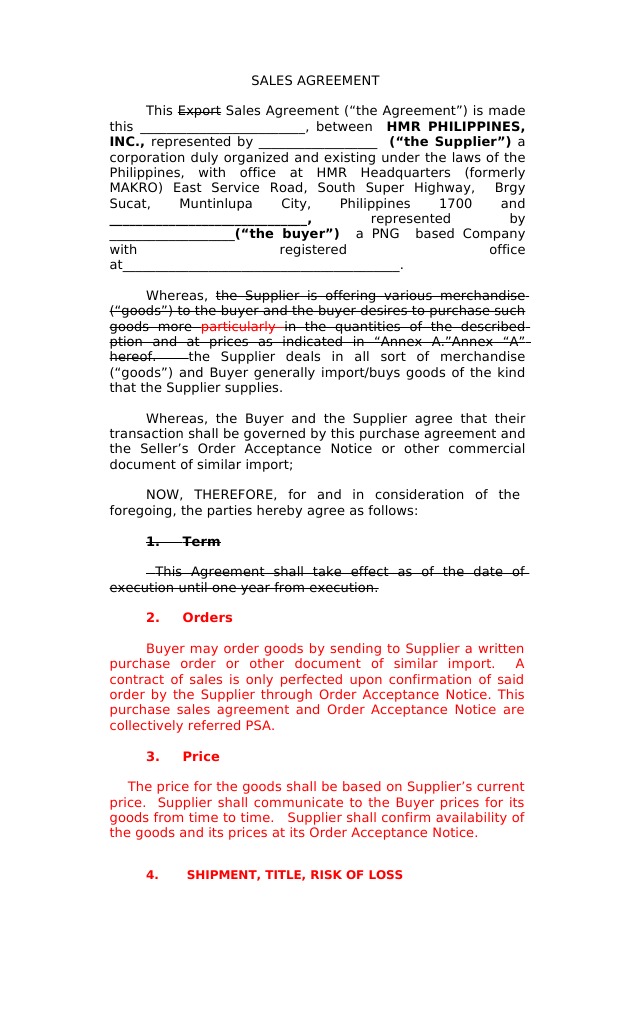 Export Sales Agreement-2 | PDF | Contractual Term | Prices