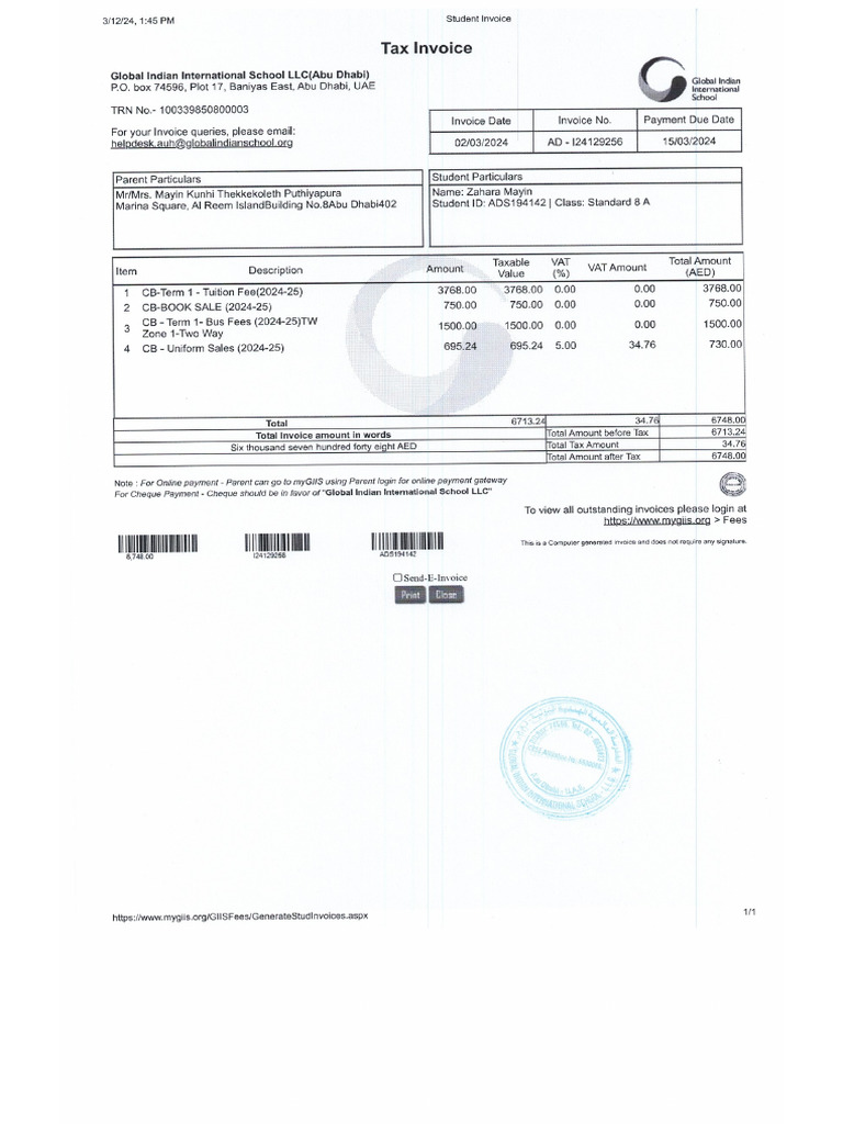 Zahara Tuition | PDF