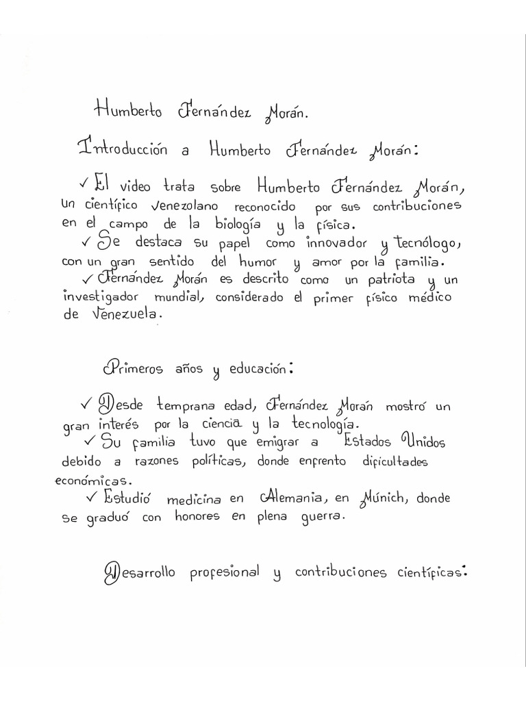 Resumen Humberto Fernández Morán. | PDF