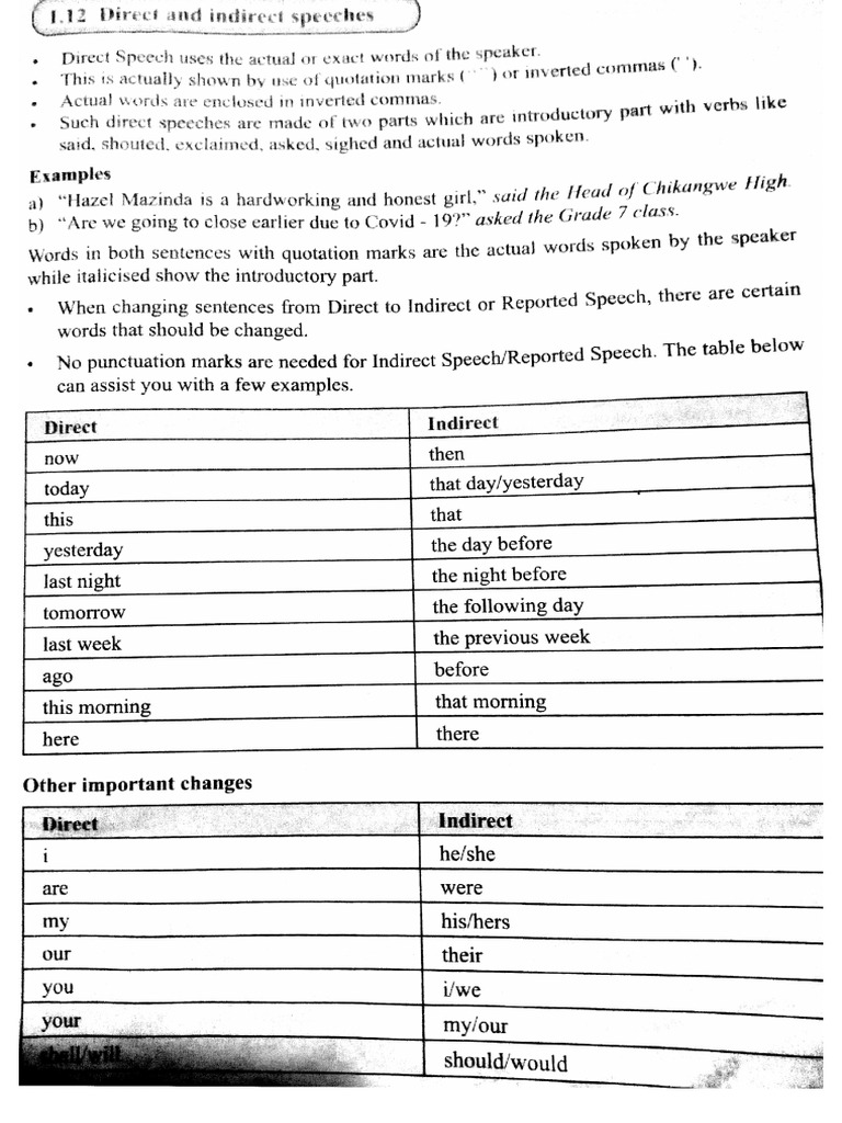 Grade 3-7 - Direct and Indirect Speech | PDF