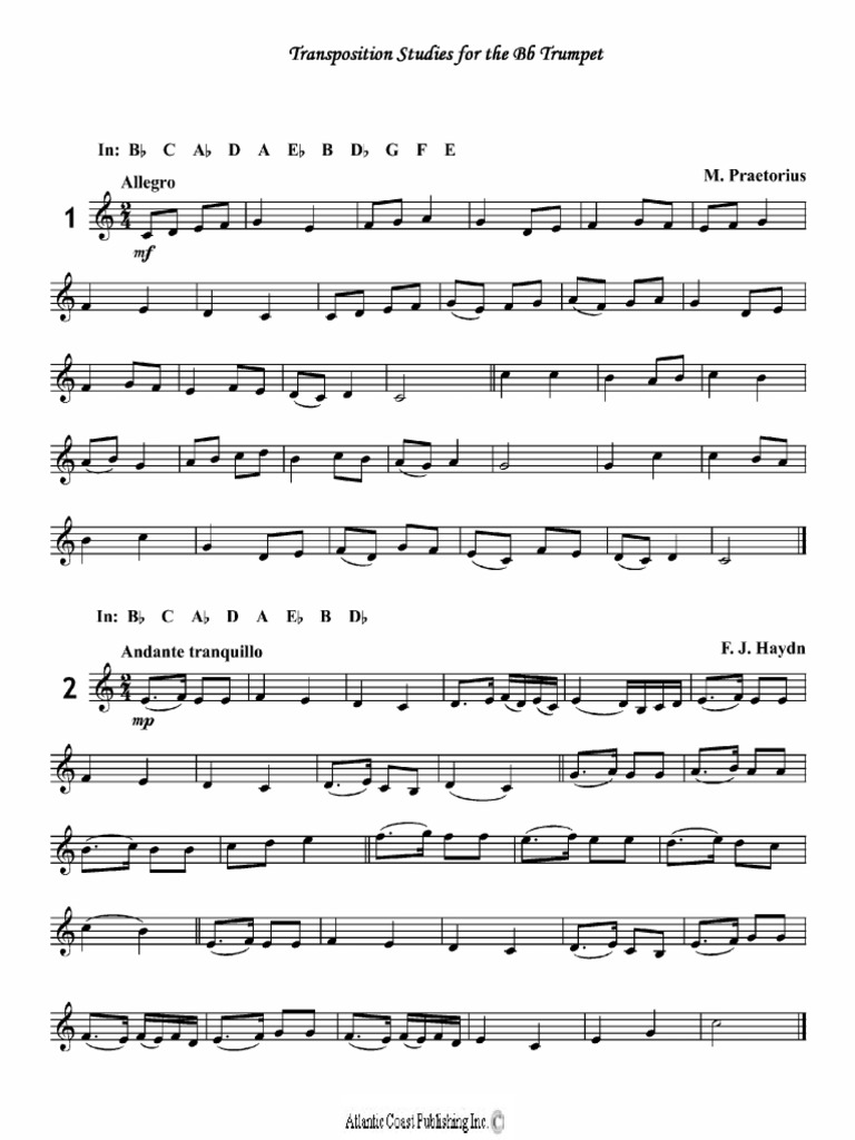 32 Transposition Studies (For BB Trumpet) | PDF