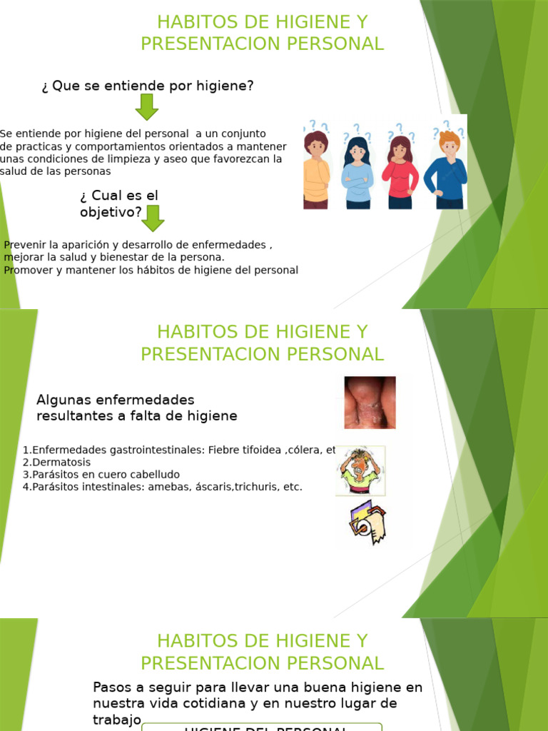 Hábitos de Higiene y Presentación Personal | PDF | Higiene | Lavado de ...