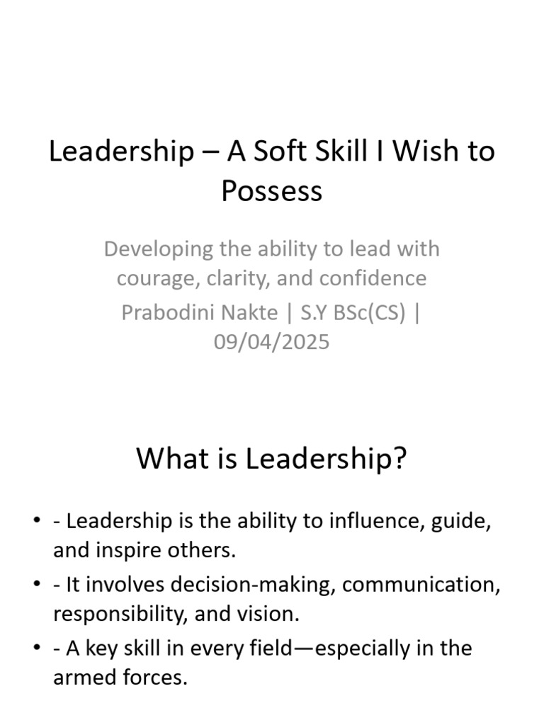Developing Essential Leadership Skills | PDF