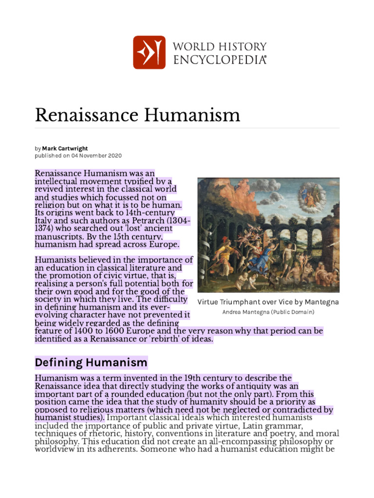 Renaissance Humanism Explained | PDF | Humanism | Renaissance
