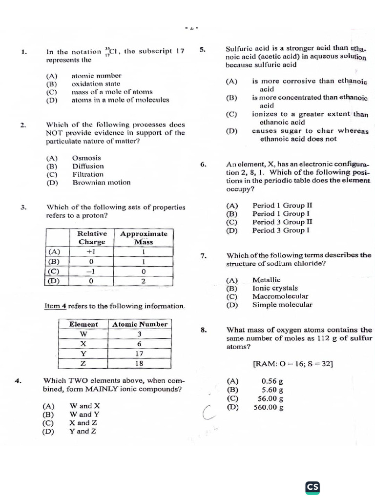 csec chemistry P01January 2024 | PDF