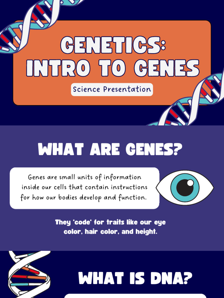 Genetics and Genes Science Presentation in Blue Orange Flat Graphic ...