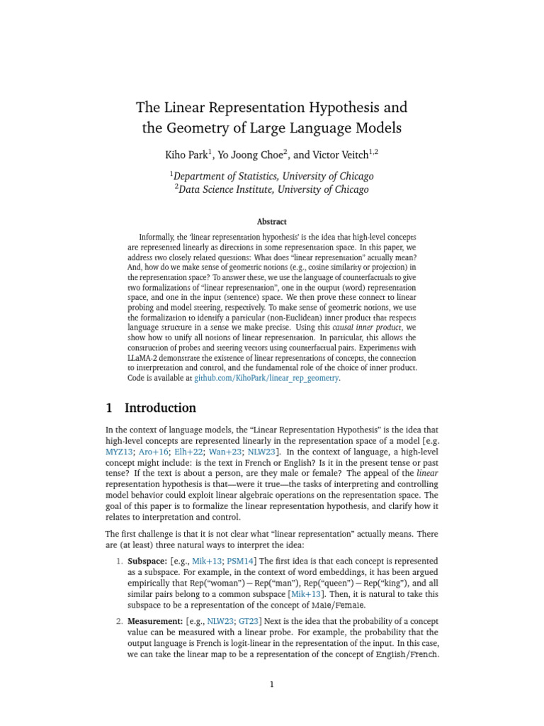The Linear Representation Hypothesis and The Geometry of Large Language ...