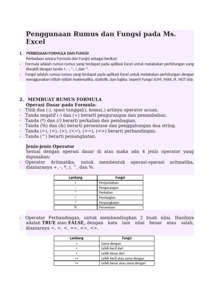 Penggunaan Rumus Dan Fungsi Pada Ms | PDF