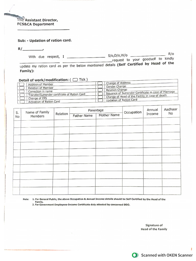Updation of Ration-Card Re | PDF
