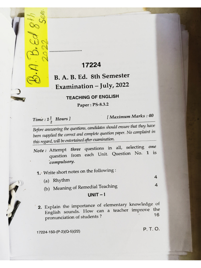 B.A. B.SC 8th Sem 2022 Pyq | PDF