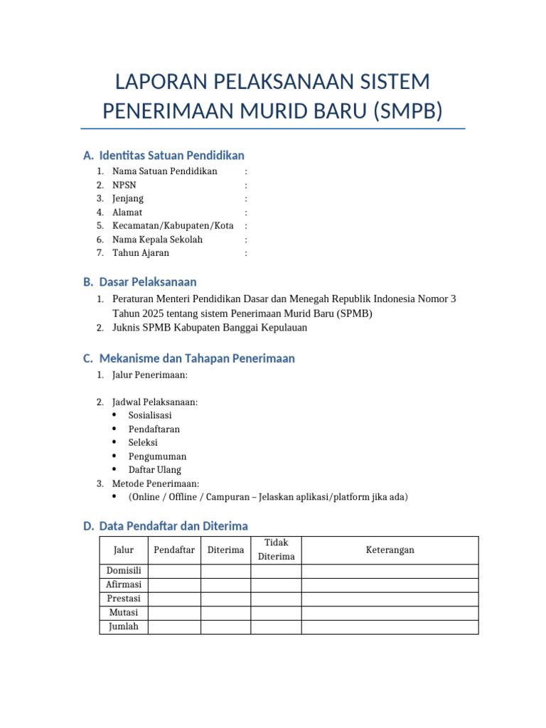 Laporan SMPB Format | PDF