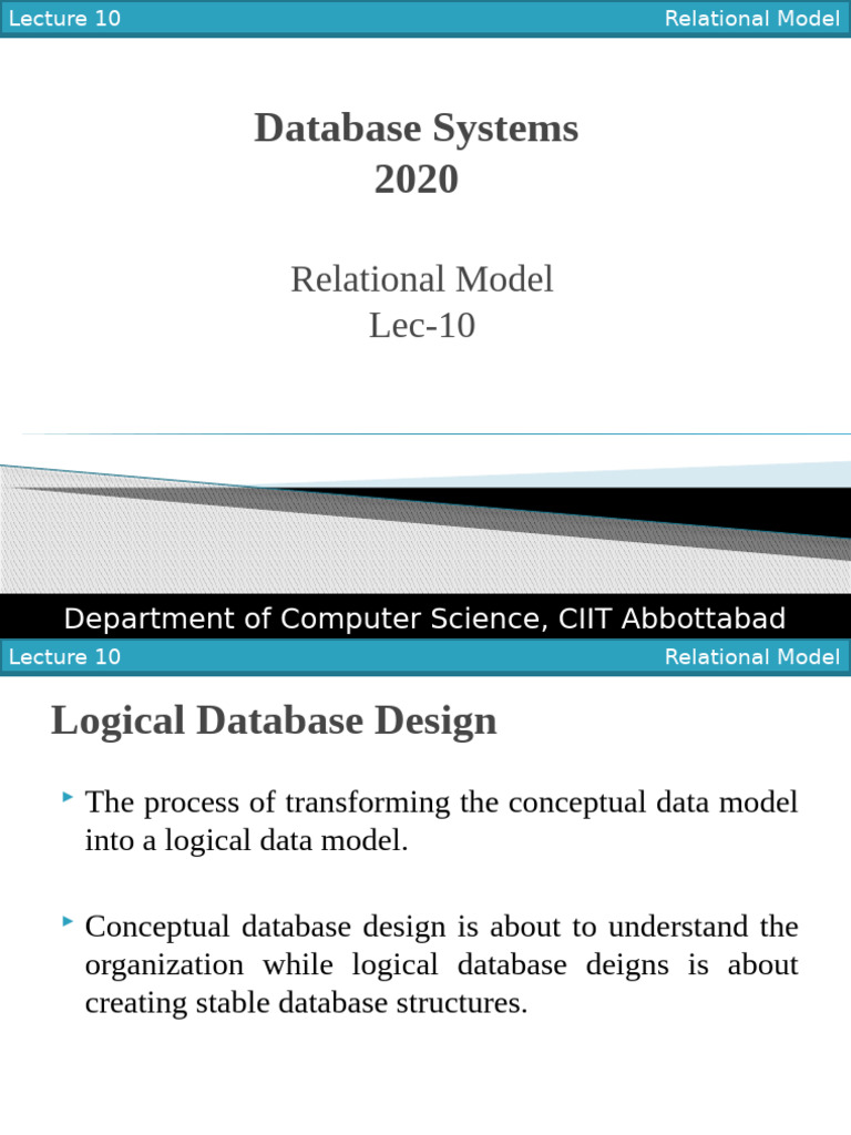 Lect 10 Relational Model | PDF | Relational Model | Relational Database