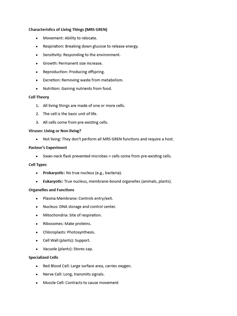 Characteristics of Living Organisms | PDF | Cell (Biology) | Cellular ...