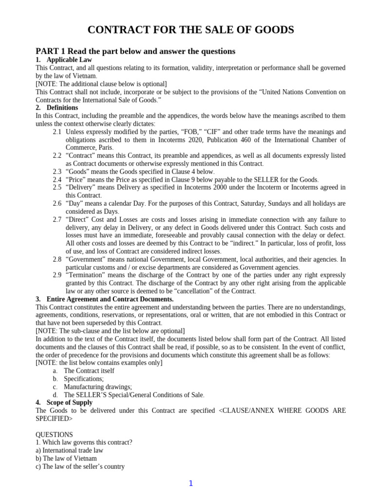 Vietnam Goods Sale Contract Overview | PDF | Business | Common Law