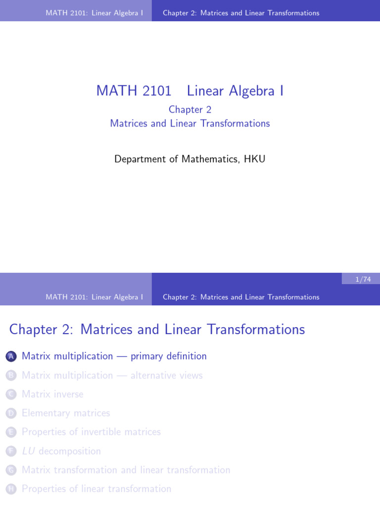 2. Matrices and Linear Transformations | PDF | Matrix (Mathematics) | Linear Map