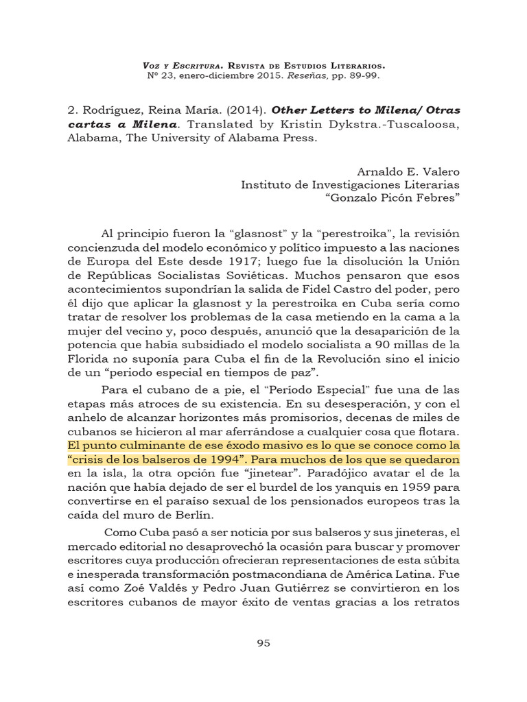 Otras - Cartas - A - Milena Arnaldo Valero | PDF | Cuba