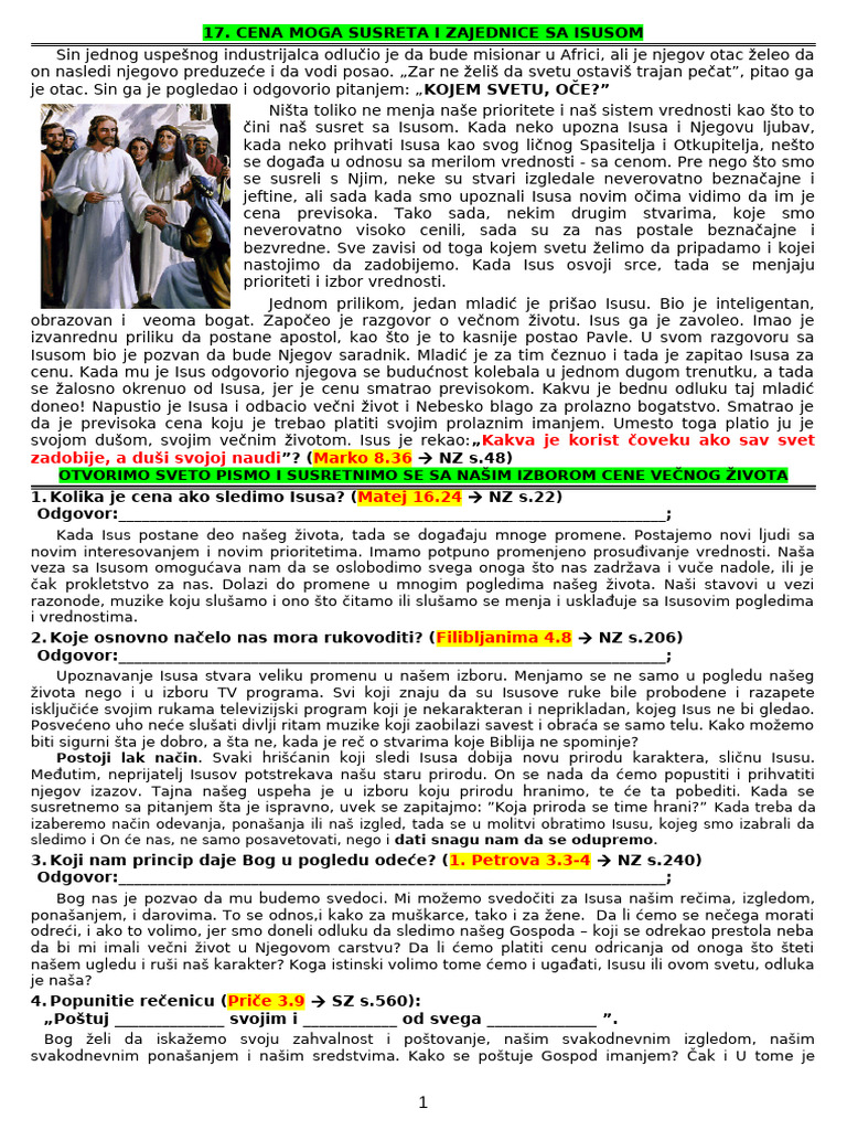 Lekcija Susret Sa Isusovom Cenom | PDF