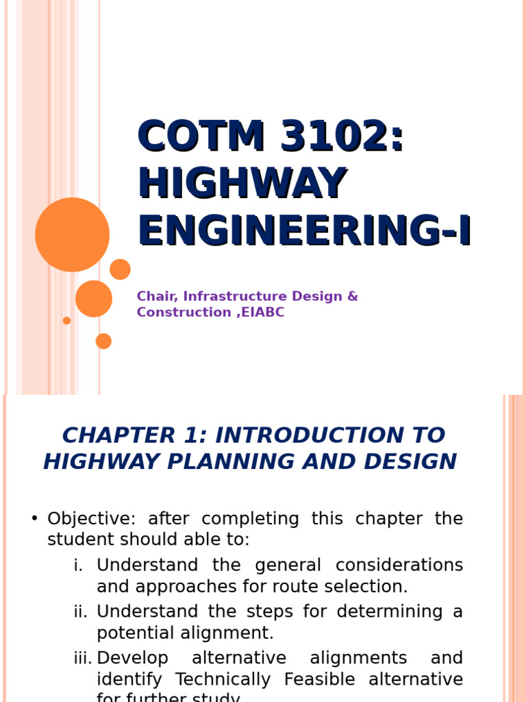 Ch-1 - An Introduction To Highway Planning and Design | PDF | Surveying ...