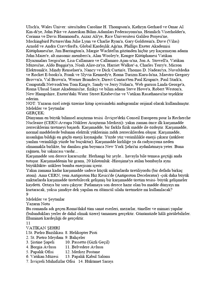 Dan Brown-Melekler Ve Şeytanlar Sayfası | PDF