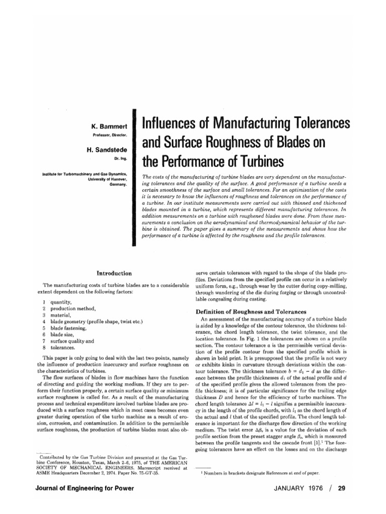 Influences of Manufacturing Tolerances and Surface Roughness of Blades On The Performance of ...