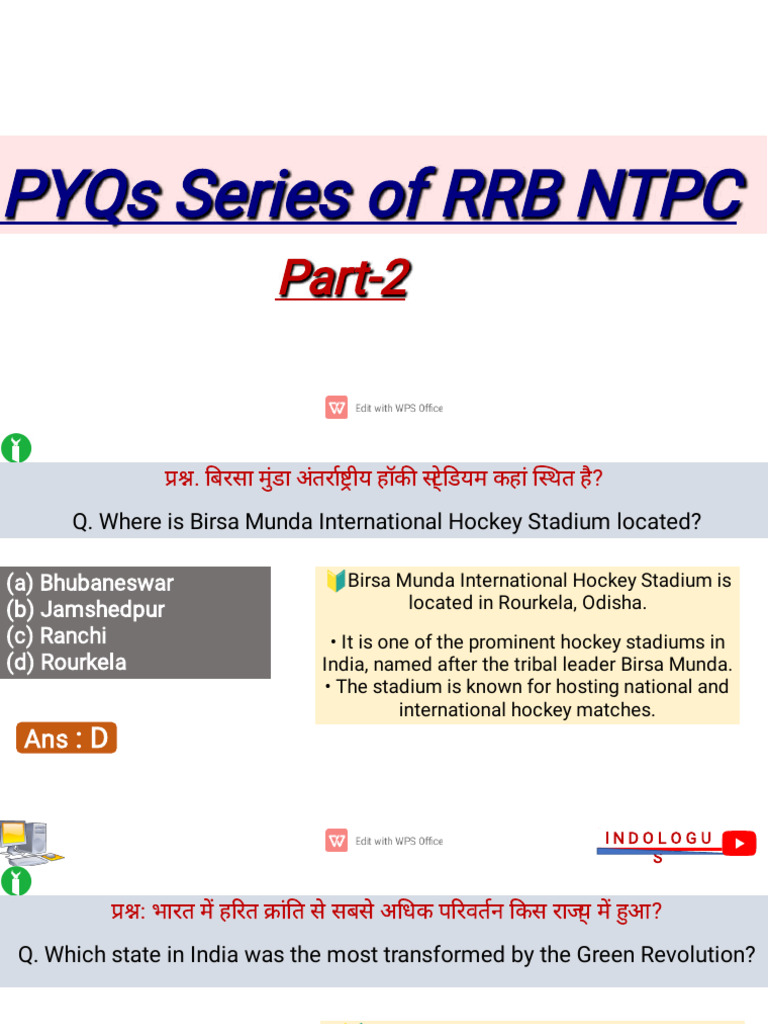 PYQs Series For RRB NTPC PART-2 | PDF