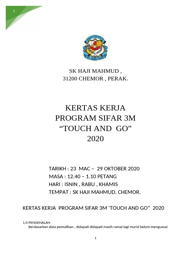 Program Sifar 3M di SK Haji Mahmud | PDF