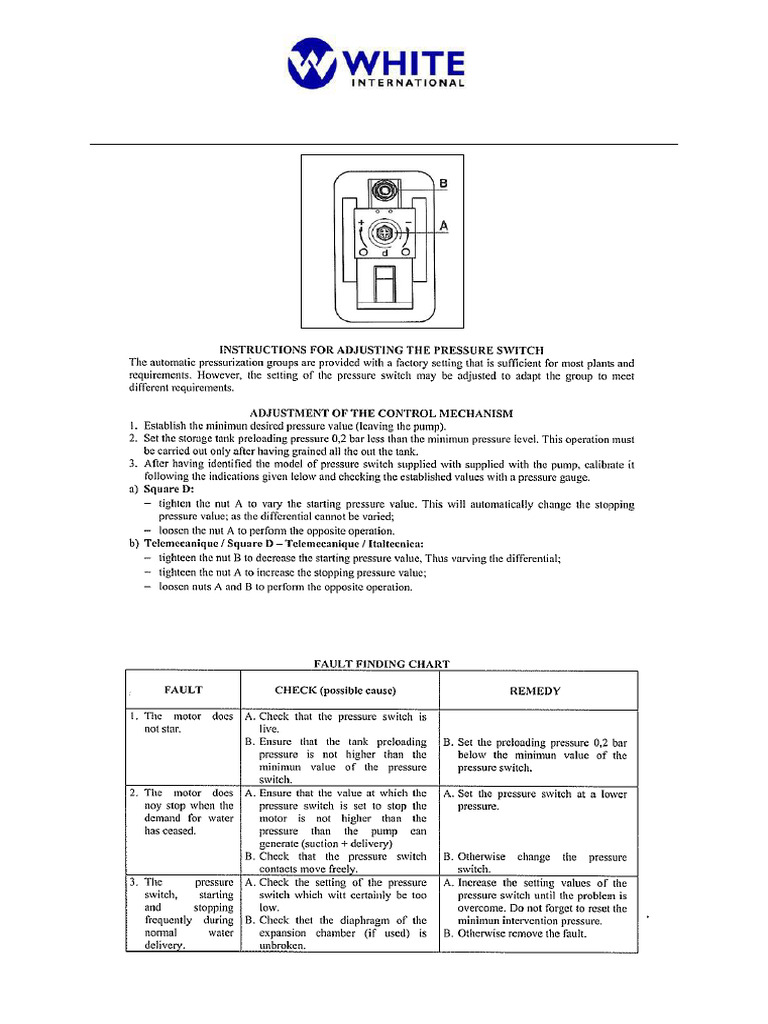 Telemecanique Pressure Switch Instruction Manual | PDF