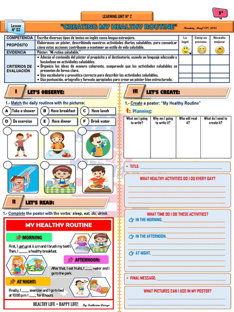 1° 2° Ficha de Actividades Week #03 UNIT 2 | PDF | Lingüística | Comunicación humana