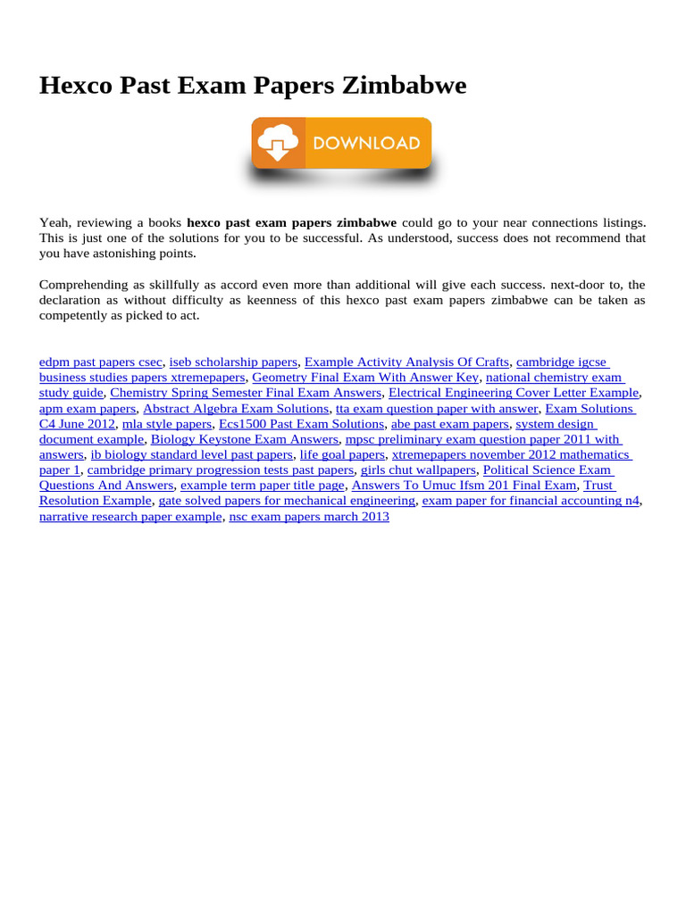 Hexco Past Exam Papers Zimbabwe | PDF