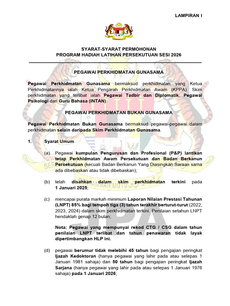Lampiran I - Syarat-Syarat Permohonan HLP 2026 | PDF