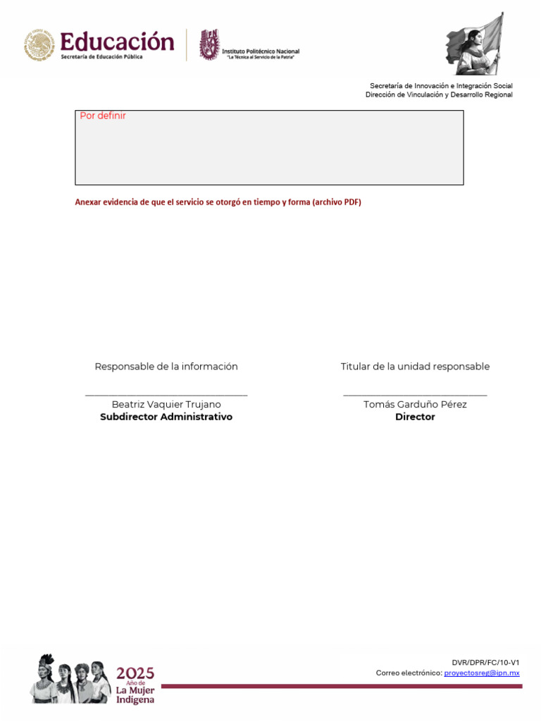 Por Definir: Anexar Evidencia de Que El Servicio Se Otorgó en Tiempo y ...