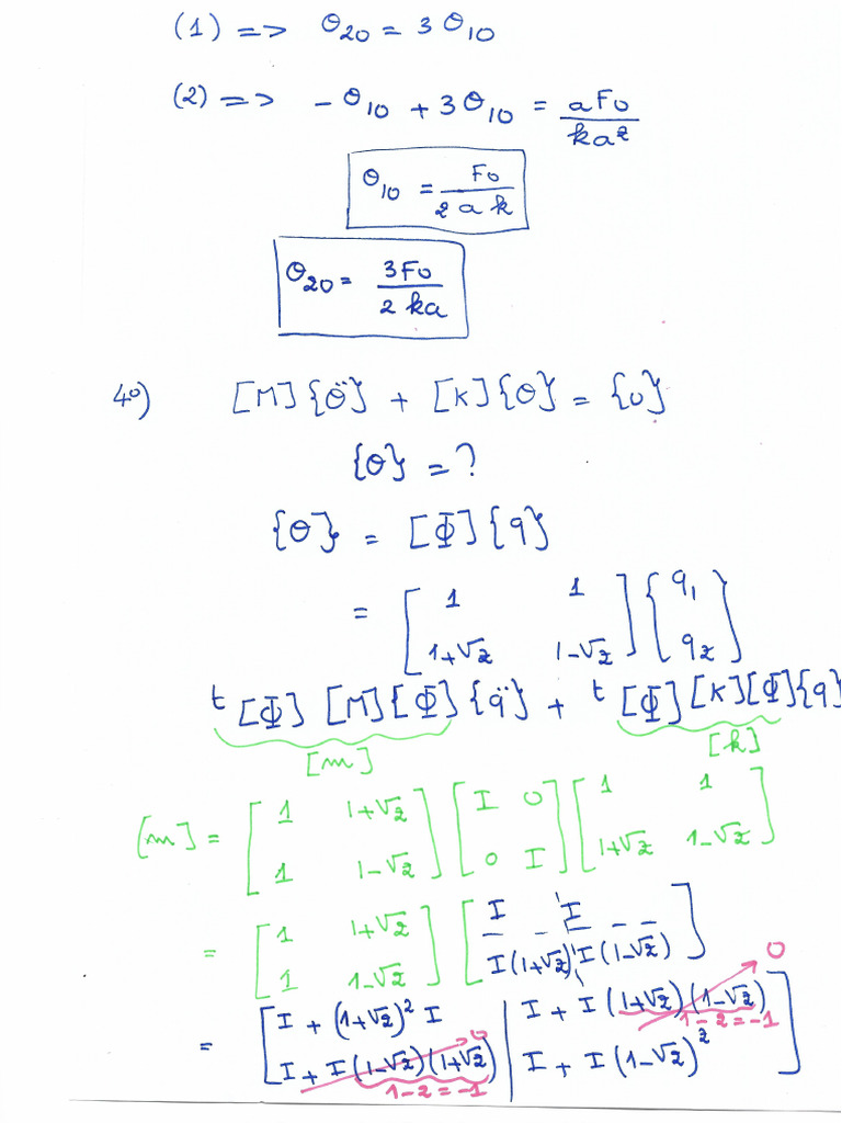 Détail Du Calcul Des Matrices Modales | PDF
