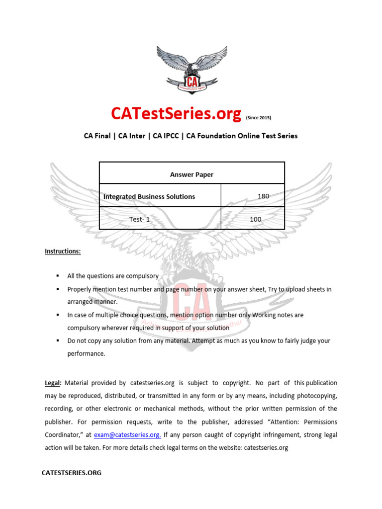 CA Final Integrated Business Solutions Test | PDF | Taxes | Value Added Tax