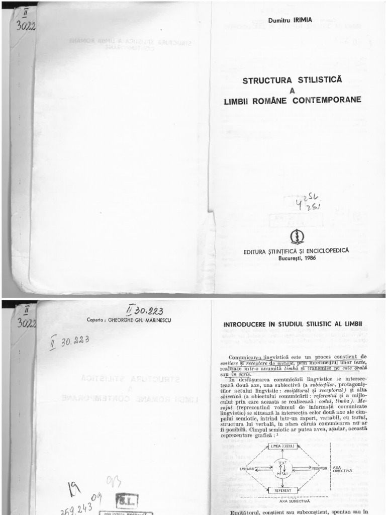 Dumitru Irimia - Structura Stilistică A Limbii Române Contemporane | PDF