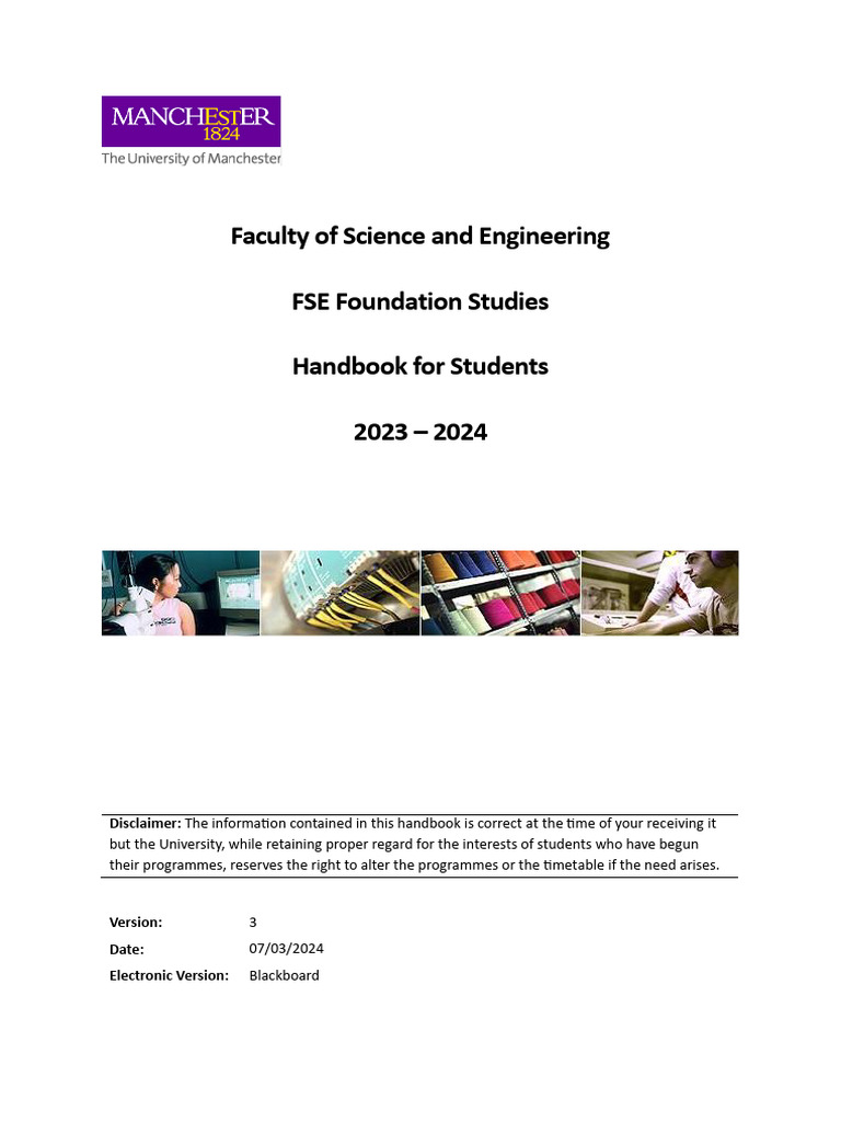 FSE Foundation Studies Handbook 2023-24 | PDF | Lecture | Engineering