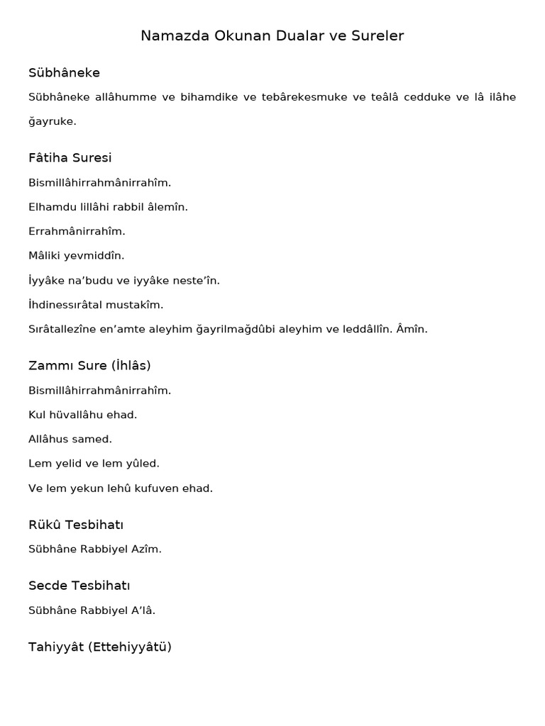 Namazda_Okunan_Dualar | PDF