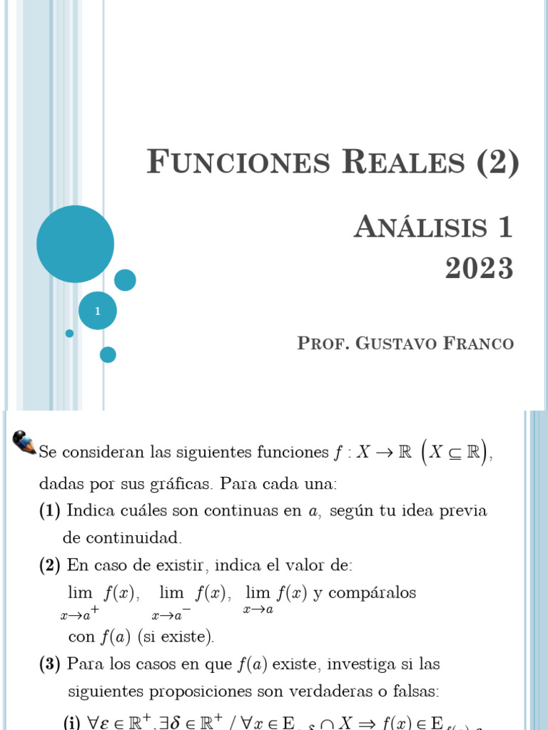 Funciones Reales | PDF | Función (Matemáticas) | Función continua