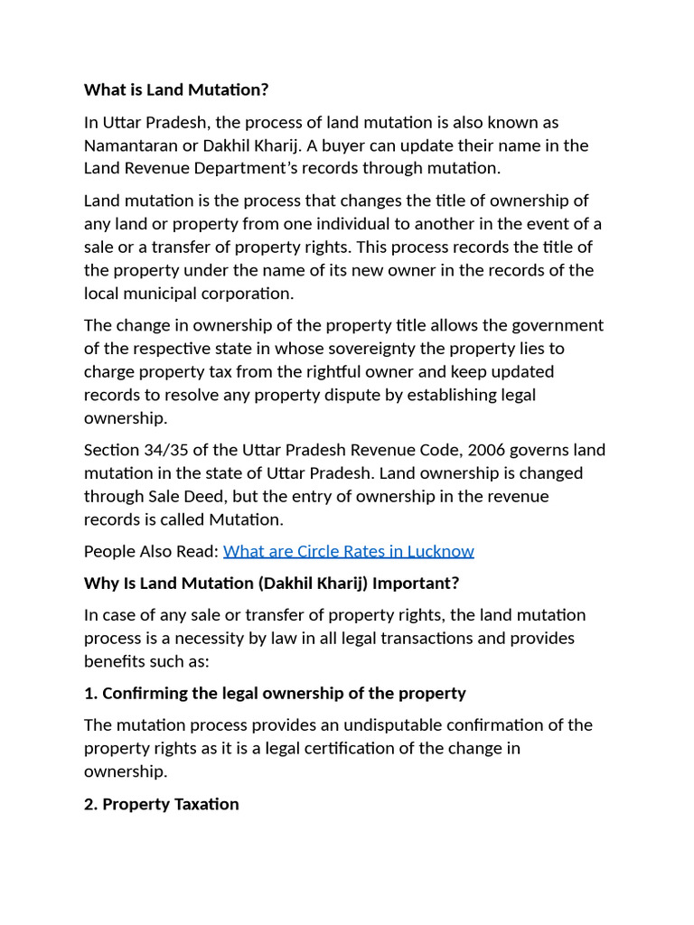 Understanding Land Mutation Process | PDF | Taxes | Deed