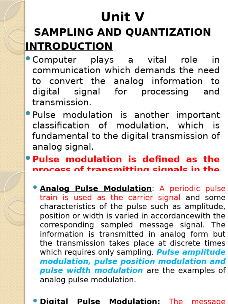 Analog Communication - Unit 5 | PDF | Modulation | Sampling (Signal Processing)
